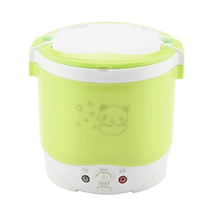 Omabeta Portable Rice Cooker for Travel Mini 12V 100W 1L Electric Portable Multifunctional Rice Cooker Food Steamer for Cars Can be Used As Electric Lunch Box(green)