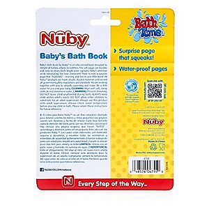 Nuby Bath Fun Time Book with Water-Proof Pages and Surprise Squeaker, Early Education, 0 M+