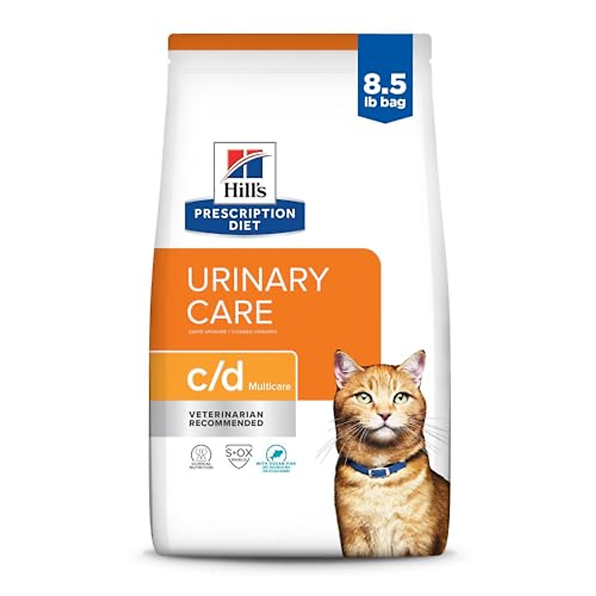 Hill's Prescription Diet c/d Multicare Urinary Care with Ocean Fish Dry Cat Food, Veterinary Diet, 8.5 lb. Bag