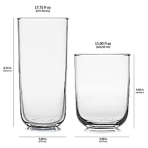 Libbey Polaris 16-Piece Tumbler and Rocks Glass Set, Axis