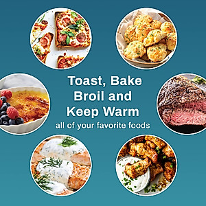 Elite Gourmet Americana by Elite ETO3300M Vintage 50’s Diner Retro Countertop Toaster oven, Bake, Broil, Toast, Fits 12” Pizza, Temperature Control & Adjustable 60-Minute Timer 1500W, 8-slice, Mint