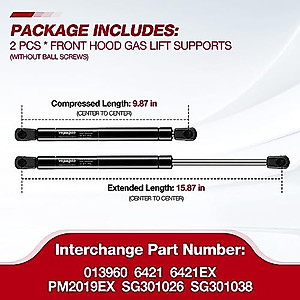 Vepagoo 6421 Rear Window Glass Gas Struts Shocks for Ford-Excursion 2000-2005 1.5" Higher Than OEM, 013960, PM2019EX，Set of 2