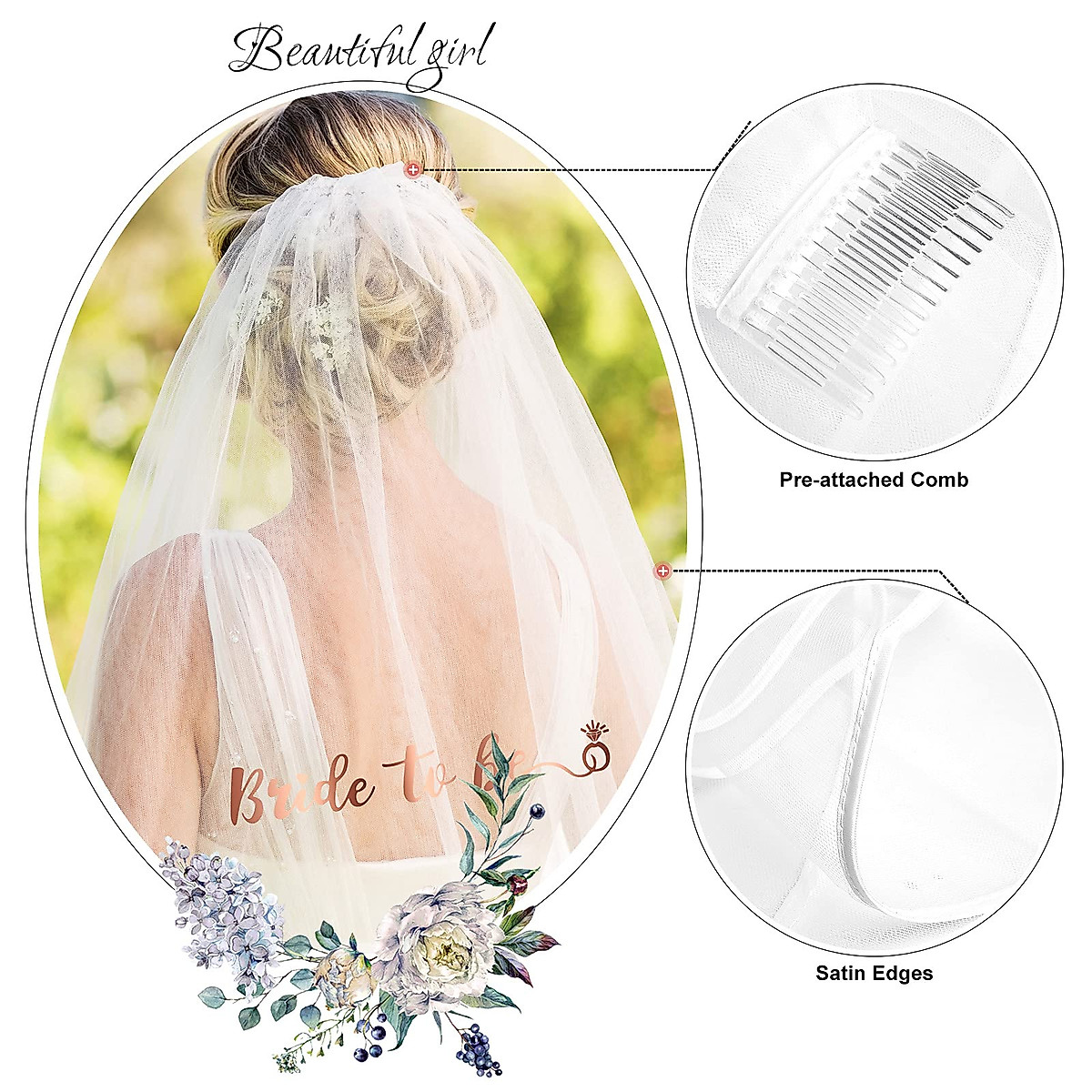 Bachelorette Party Decorations Kit, Bridal Shower Gift Supplies, Rose Gold Bride to Be Bachelorette Sash Veil Crown Tiara for Bride, Team Bride Tribe Sash for Bridesmaids