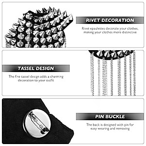BESTOYARD Fringe Shoulder Pieces Rivet Tassel Chain Epaulet Shoulder Boards Badge Uniform Accessories (Silver)