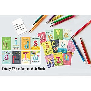 LHIUEM Abc's of God Scripture Wall Collage Kit, Bible Verse Wall Art,Set of 27 (4 X 6 Inch) Alphabet Scripture Cards,Inspirational Poster, Christian Kids Wall Kit for Classroom Playroom Wall Decor