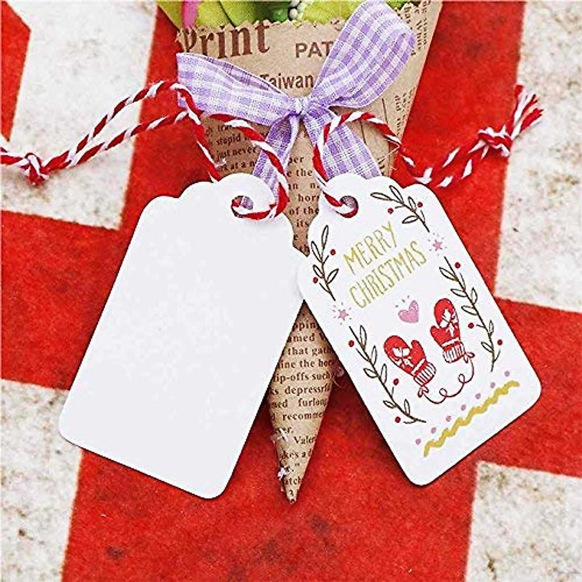 Paper Tags Gift Hang Tags with String 200pcs White