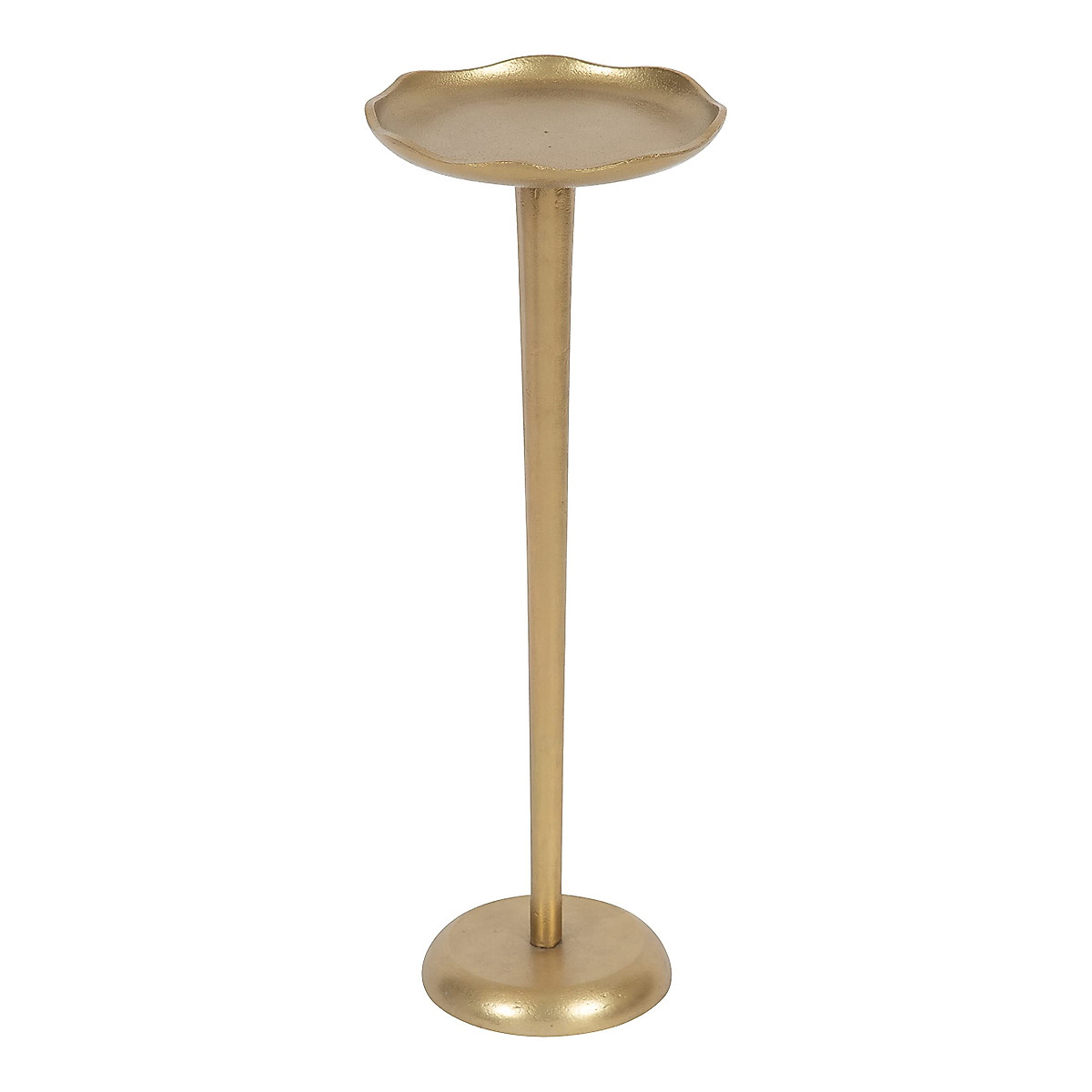 Kate and Laurel Alessia Modern Decorative Metal Drink Table, 8 x 8 x 22, Gold, Stunning Cast Aluminum Pedestal Plant Stand with Rough Texture and Deckled Edge