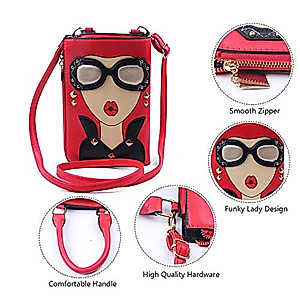 Emprier Women Novelty Lady Face Purse Satchel Bags Funky Personalized Tote Handbags Crossbody Shoulder Bags