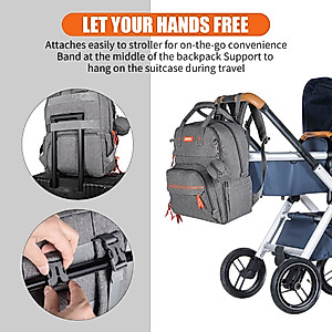 Homfu Diaper Bag Backpack with Changing Pad for Mommy Bags Grey Laptop Travel Backpacks Multifunction Dad Diaper Bag Waterproof Large Capacity Maternity Back Pack for Mom Boys Girls