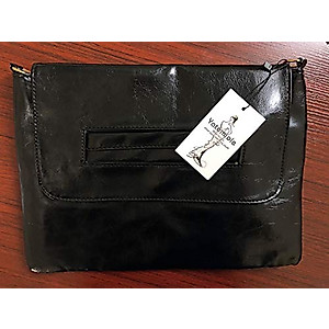 Yatemiole Womens Leather Envelope Clutch Handbag with Shoulder Strap (Black)