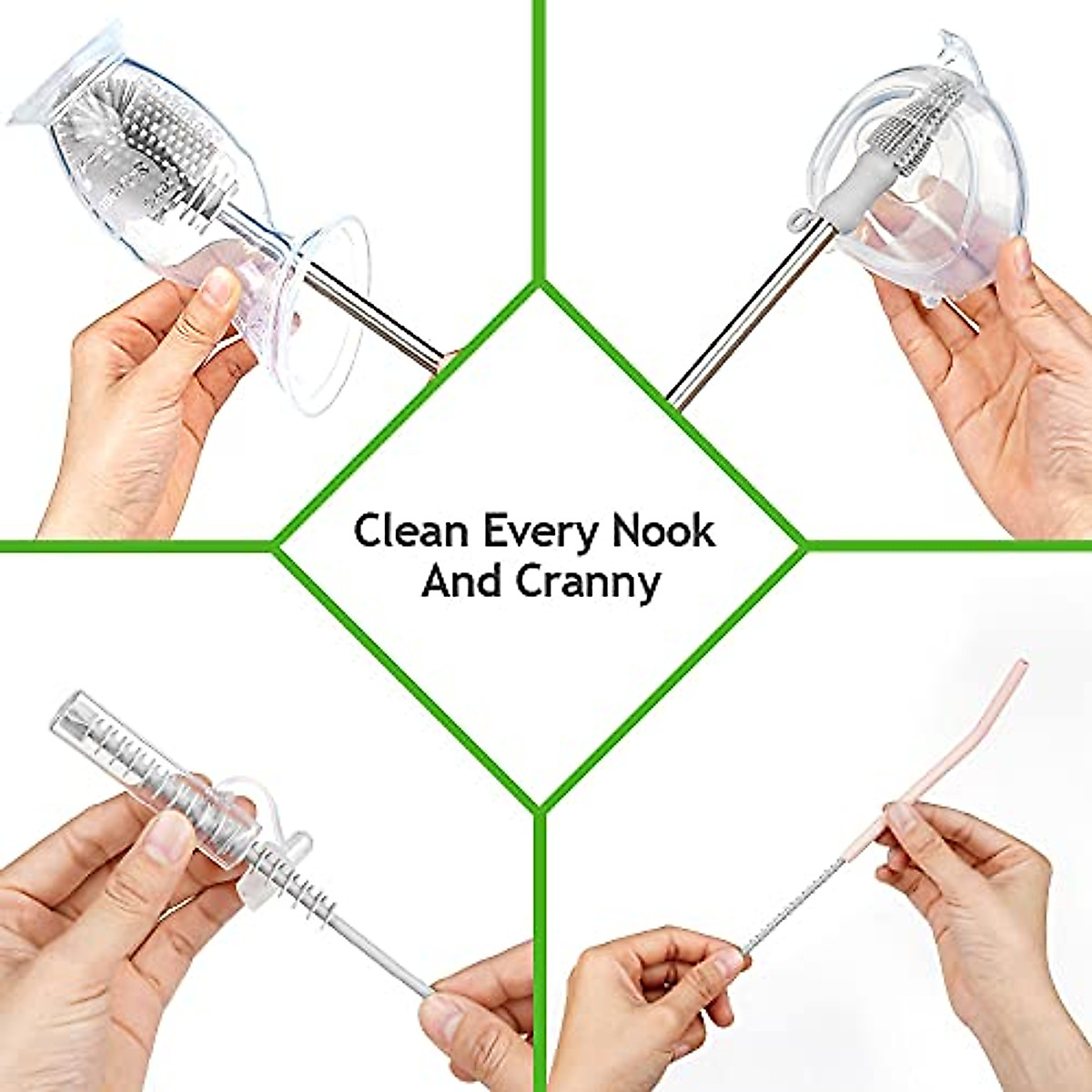 haakaa Silicone Cleaning Brush Kit - SUVA Grey - Bottle Brush for Breast Pumps, Breast Milk Collector, Baby Bottles, Nipples, Breastmilk Storage Bags