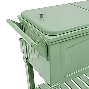 Permasteel PS-203F1-SAGE-AM 80 Quart Portable Rolling Patio Cooler, Sage