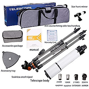 LUXUN Telescope for Adults Kids, 80mm Aperture 500mm Refracting Telescope for Astronomical Beginners - Travel Portable Telescope with Phone Adapter Wireless Remote Carry Bag