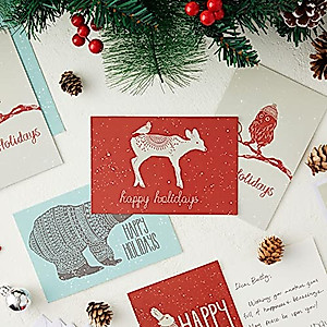 48 Pack Happy Holiday Cards with Envelopes, 6 Christmas Winter Animal Designs (4x6 In)