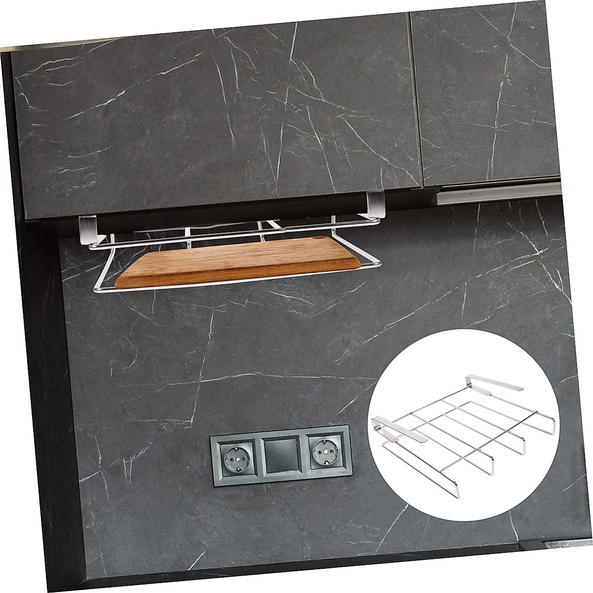 UPKOCH Stainless Steel Hanging Chopping Board Rack, Silver, 15 x 15 x 1.5 in