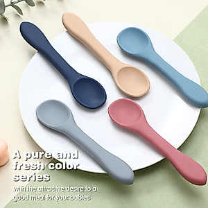 5 Pieces Baby Spoons Silicone Baby Spoons Infant Baby Feeding Spoons Soft Silicone Baby Spoons Bendable Baby Food Spoon Toddler Training Spoon for Infant Kids Toddlers Children Baby Gift
