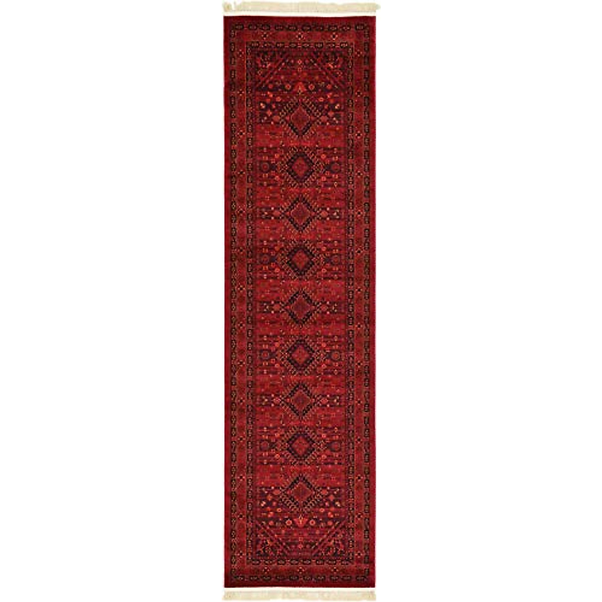 Unique Loom Tekke Collection Over-Dyed Saturated Traditional Torkaman Area Rug, 2 ft 7 in x 10 ft, Red/Black