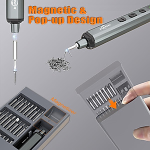 KUNLUN 68-in-1 Mini Electric Screwdriver Set, Small Electric Screwdriver Cordless with 64 Magnetic Bits, 5 Torque Settings, 4 LED Lights Power Screwdriver Repair Tool Kit for Phone Camera Laptop Watch