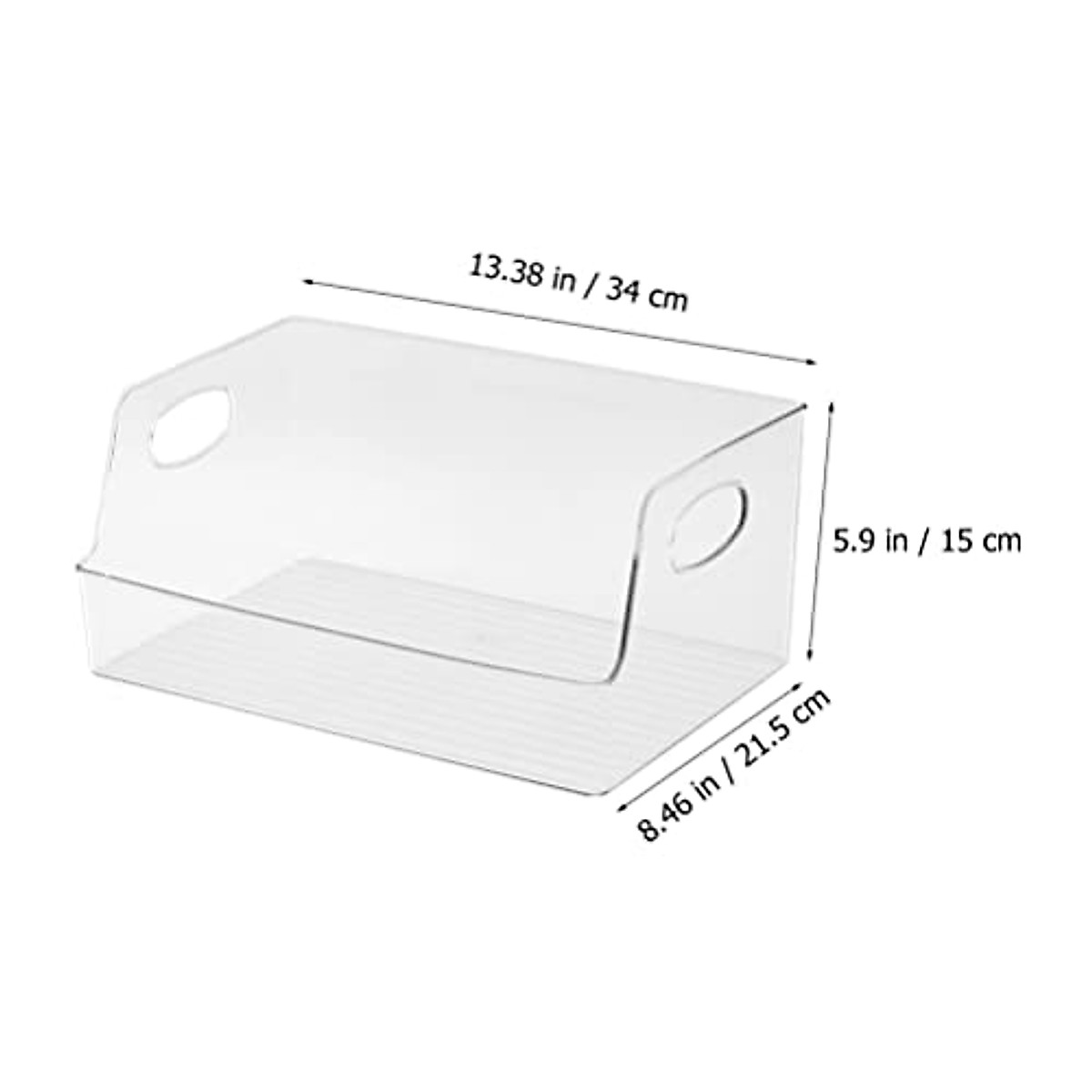 Plastic Bin Storage Organizer Basket Container with Handle for Home Office Kitchen Cabinet Pantry Shelf Organization Holds Notebook Books Food Ligne Collection Clear