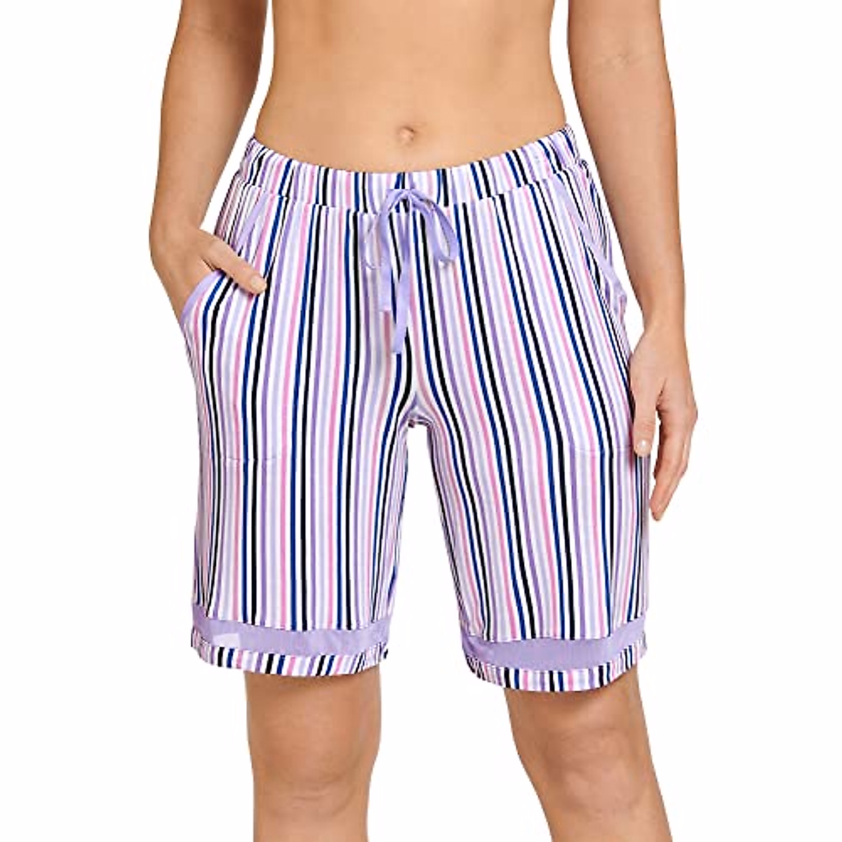 Jockey Women's Sleepwear Cooling Comfort Bermuda Short, Awake Stripe, M