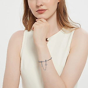 QeenseKc I Love You Connection Spacer Charm Safety Chain Compatible with Pandora Charms Bracelets,White(Aut-157_IUConnection)