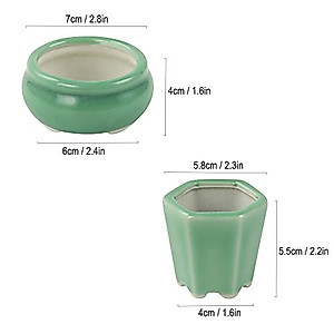 Happy Bonsai 2.4-2.8" (6-7cm) Mini Green Pots Value Set of 2