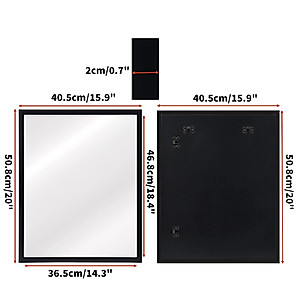 CRUGLA 2 Packs 16x20 Rectangle Wall Mirrors Black Hanging Mirror for Bathroom, Living Room, Bedroom