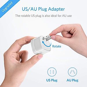 BESTEK Universal Travel Adapter 220V to 110V Voltage Converter with 6A 4-Port USB Charging and UK/AU/US/EU Worldwide Plug Adapter (White)