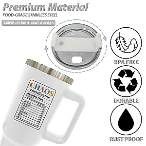 Chaos Coordinator 40oz Tumbler Thank You Gifts Water Bottle Double Wall Travel Coffee Mug Stainless Steel Vacuum Insulated Thermal Cup Boss Lady Gifts for Women Doctor Secretary Birthday Christmas