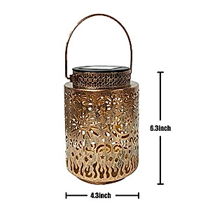 Gardencave 2 Pack Solar Lanterns Outdoor Hanging Solar Lights Decorative Waterproof Metal Sun Moon Star Solar Lantern for Patio Porch Yard Backyard Table Garden Decor (Gold, 2 Pack)