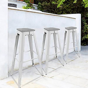 GUEGLSA Outdoor Bar Stool Cushions Square 14 Inch,Non Slip Square Seat Pad with Ties 14x14in,Waterproof Chair Cushions for Bar Stools,Cushion Only,Set of 2,(Grey)
