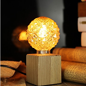 G95 LED Pineapple Bulb Retro Edison Lamp 4W 2700K Warm White Light Not Dimmable 40W Equivalent Amber Glass Lamp, E26 Base, Suitable for Bedrooms, Restaurants, Cafes, Pack of 2