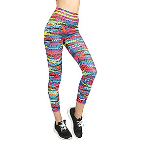 Bblulu Womens High Waist Yoga Pants Colorful Knitted Printed Tighs Workout Athletic Running Compression Exercise Gym Leggings