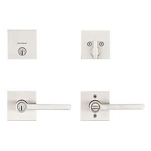Kwikset 991 Halifax Keyed Entry Lever and Single Cylinder Deadbolt Combo Pack featuring SmartKey Security in Satin Nickel