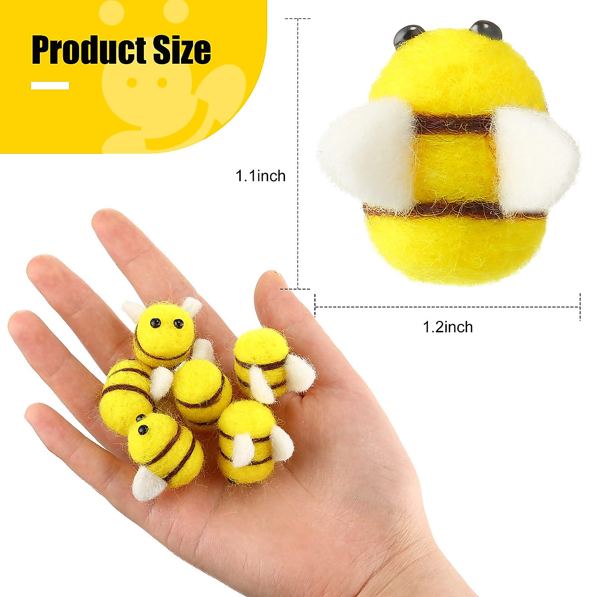 Skylety Wool Felt Bees Mini Crafts Cute Plush Toy Crafts Honey Bee for Crafts DIY Baby Shower Gender Reveal Gift Bee Themed Party Favors Jewelry Accessory Tiered Tray Decoration (30 Pieces)