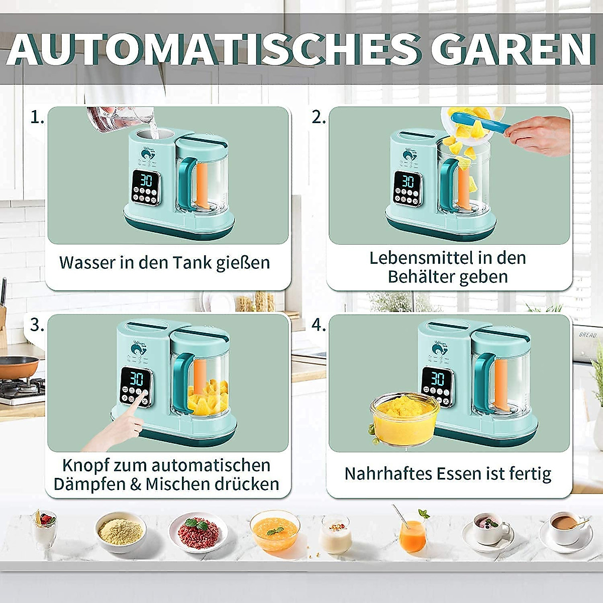 Baby Food Maker | Baby Food Processor | Multi-Function Baby Food Steamer Grinder | Auto Cooking & Blending | Self-Cleaning Water Tank | Bottle Warmer | Make Nutritious Foods for Babiese