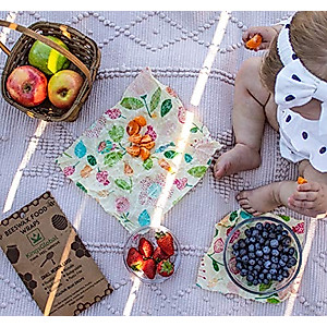 Reusable Beeswax Food Wrap (Set of 3) Eco friendly sustainable organic biodegradable cotton sheets bees wax wraps | Great safe storage keeps produce fresher | Sandwich wrap |Plastic Free zero waste