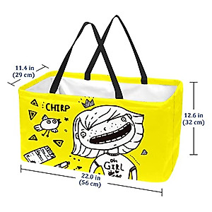 LORVIES Large Rectangular Baskets for Storage, Princess Girl Yellow Closet Storage Bins Organizing Baskets