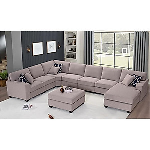 Legend Vansen Fabric Flexible Combination Module Reversible U Shaped Sofa for Living Room, Grey Sectional