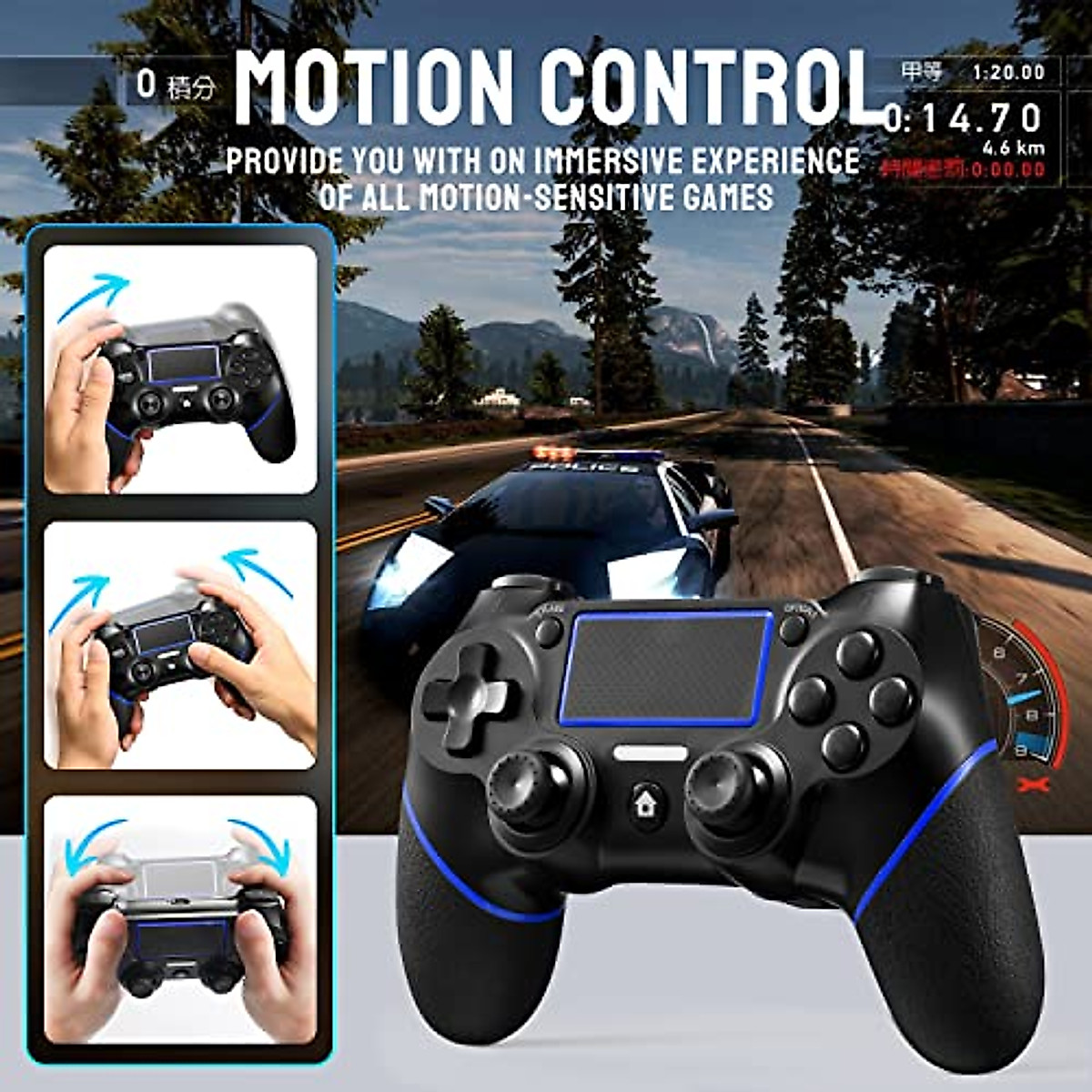 GEOARAL Wireless Controller Compatible with PS4/PC/Slim/Pro with Audio Function and Built-in 6-Axis Gyroscope