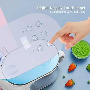 Baby Food Processor Maker Steamer and Blender, Multi-Functional Food Steamer Puree Grinder Machine, Auto Cooking & Shut-Off, Touch Control Panel, Defrost & Steaming Baby Food Mills