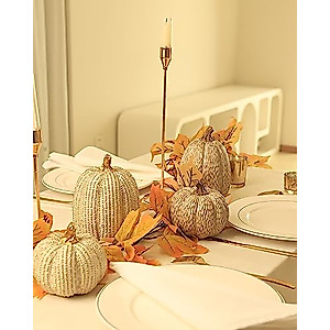 DN DECONATION Thanksgiving Resin Pumpkin Statue, Brown and White Pumpkin Figurine, Faux Decorative Pumpkins for Table Centerpiece, Countryside Autumn Fall, Set of 2, Gift