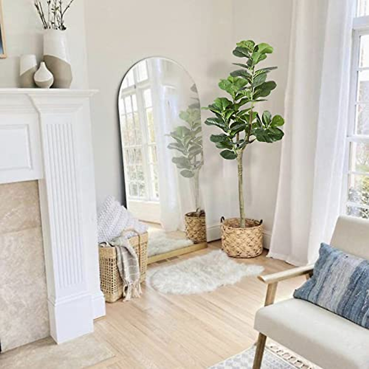 SeelinnS Artificial Fiddle Leaf Fig Tree 6FT Faux Fiddle Leaf Fig Tree Large Fake Plant in Pot Fig Artificial Tree for Home Decor Indoor and Outdoor