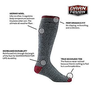 DARN TOUGH (Style 1955) Men's Mountaineering Hike/Trek Sock - Smoke, Large