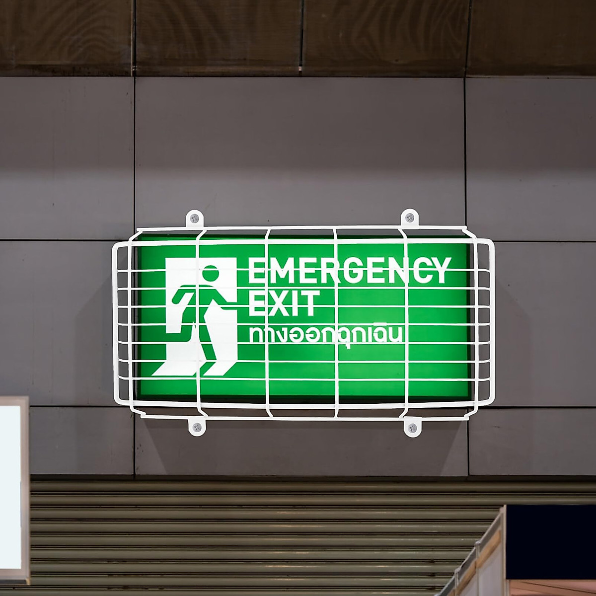 Gadpiparty Wire Guard for Exit Sign Emergency Light Metal Wire Guard Damage Stopper Exit Sign Damage Cage Wall Mounted Emergency Signal Protective Covers