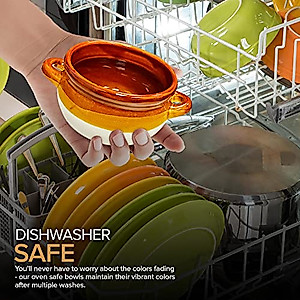 Stock Your Home 16 oz French Onion Soup Crock (4 Pack) - Two Tone Brown & Ivory Porcelain Soup Bowls with Handles -Microwave and Dishwasher Safe Crocks