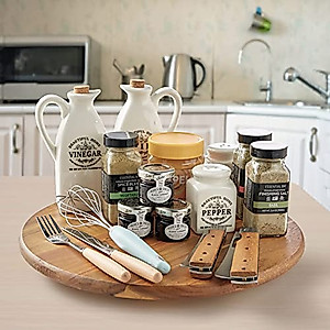 ORIDOM Acacia Wood Lazy Susan Wood Turntable Tray Cabinet Organizer, 12"