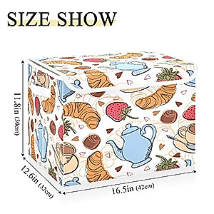 Storage Bins with Lids and Handles, French Breakfast Storage Box Storage Basket with Cover Collapsible Organizer Containers for Home Closet, Shelves, Toy, Nursery