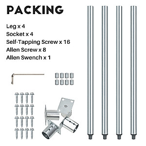 DuraSteel Galvanized Legs for Work Table - 33.5 inch Replacement Galvanized Legs - Fits Commercial Food Prep Stainless Steel Utility Table or Maple Wood Worktable, Silver