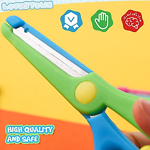 LovesTown 8PCS Preschool Training Scissors, Dual-Color Children Safety Scissors Art Craft Scissors Pre-School Training Scissors